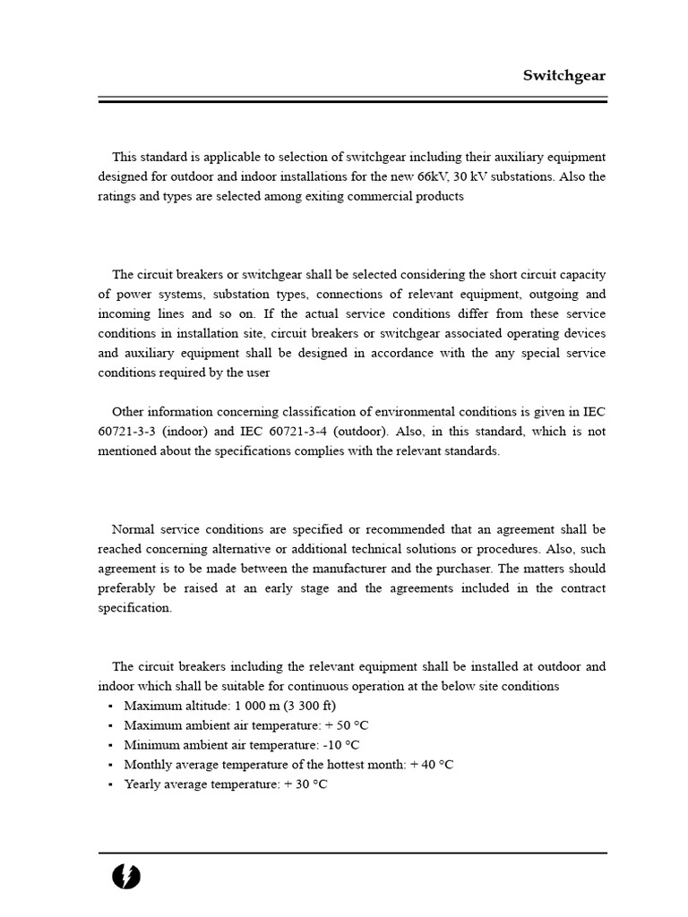 Switchgear Selection Standards for Substations | PDF | Switch | High ...