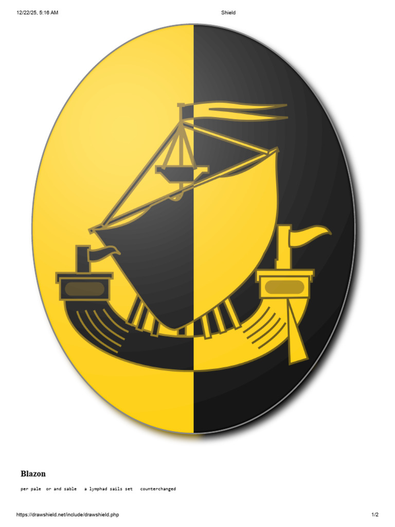 Shield_set_sail Oval Per Pale or and Sable a Lymphad Counterchanged | PDF