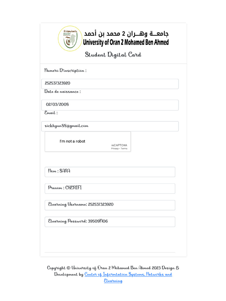 Student Digital Card Details | PDF