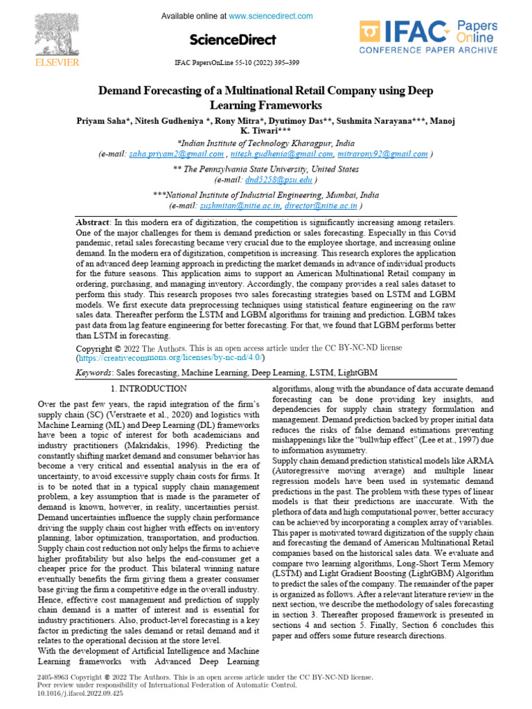 1-Demand Forecasting of a Multinational Retail Company Using Deep | PDF ...