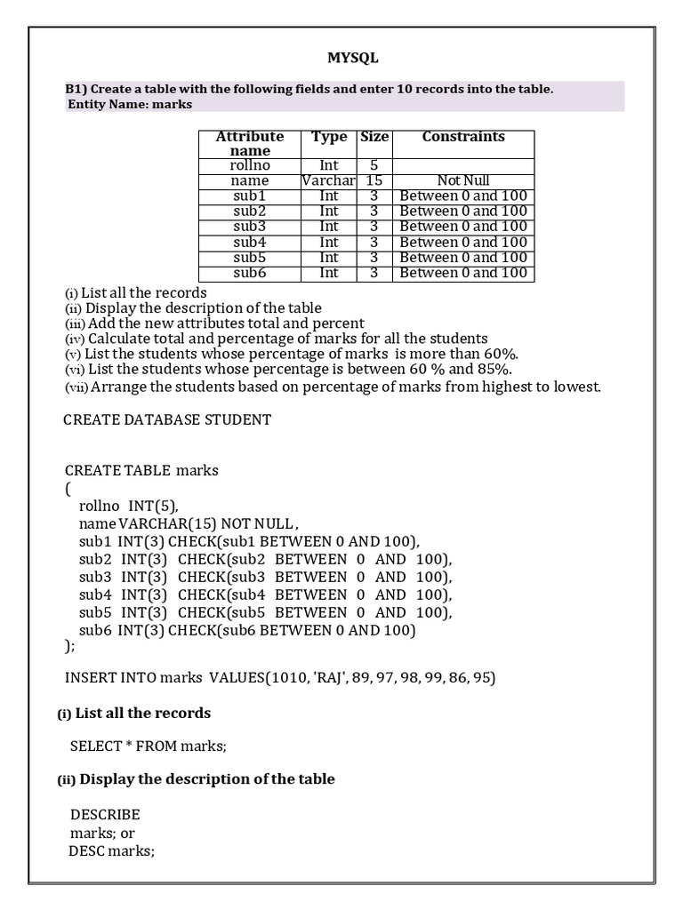 II Puc SQL Problems(26!11!25) | PDF | Sql | Data Management