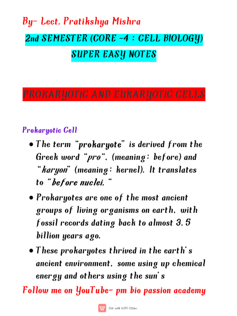 2nd Semester Notes (Core-4 - Cell Biology) | PDF
