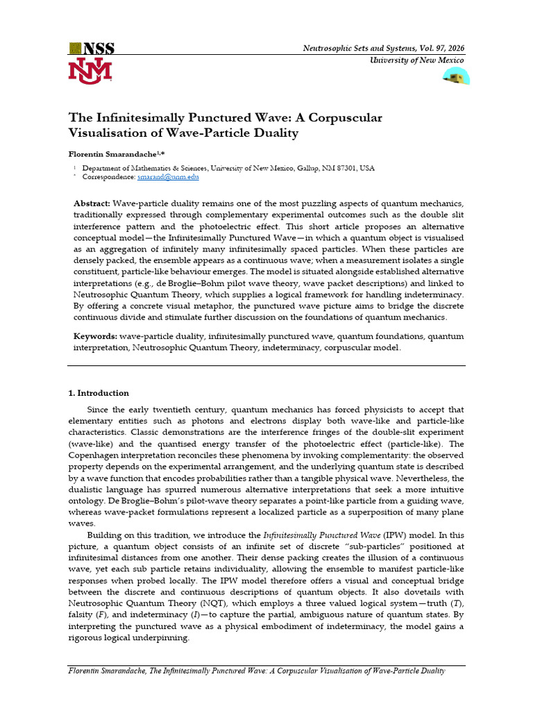 The Infinitesimally Punctured Wave: A Corpuscular Visualisation of Wave ...
