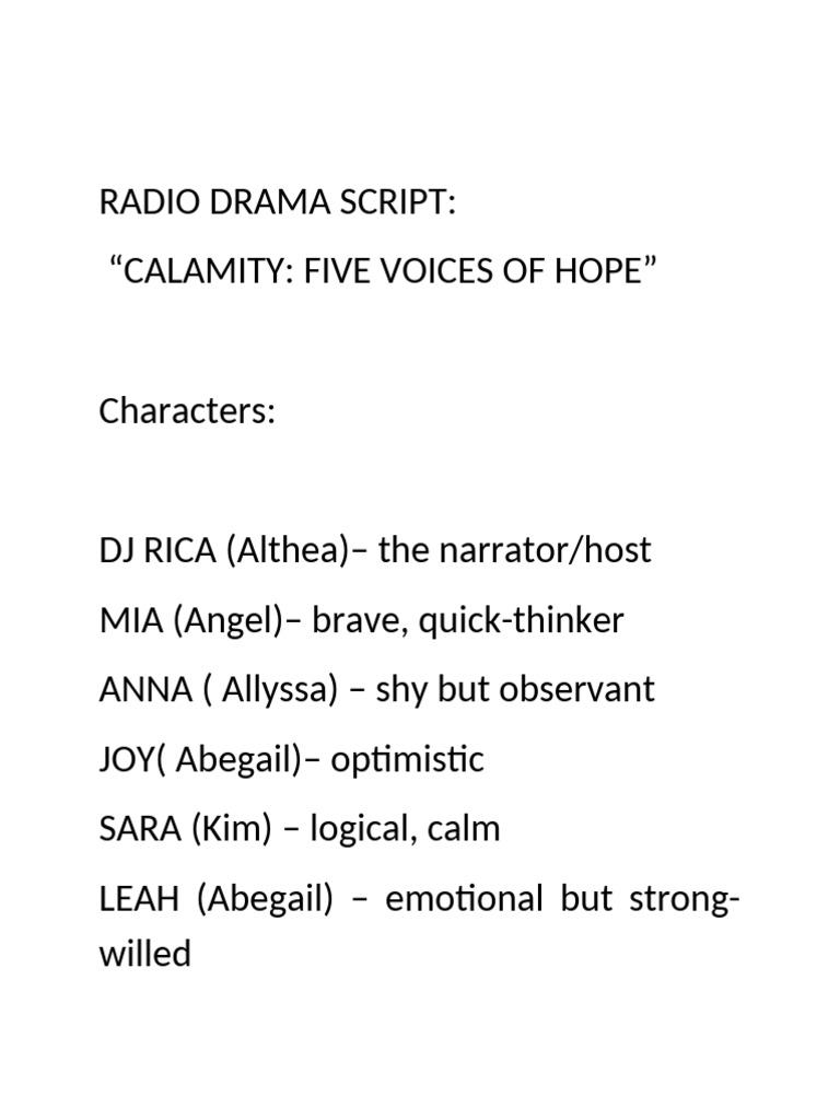 Radio Drama Script | PDF