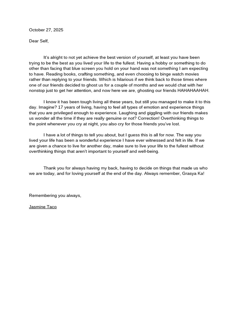 Letter to Yourself | PDF