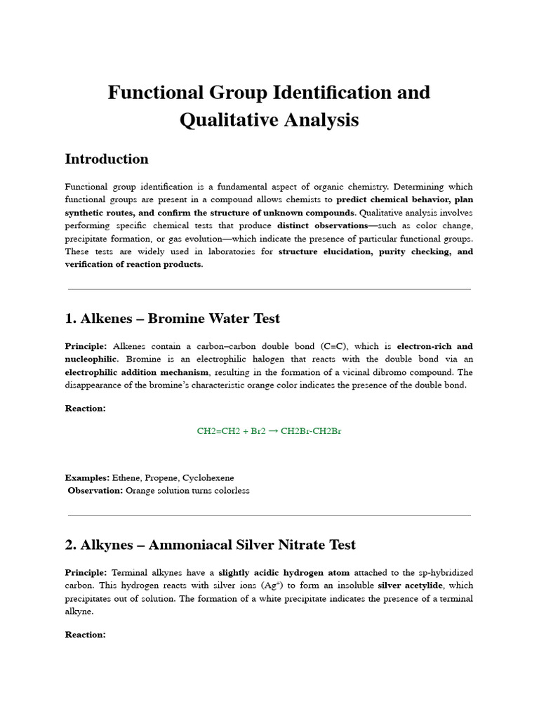Functional Group Tests in Organic Chemistry | PDF | Amine | Aldehyde