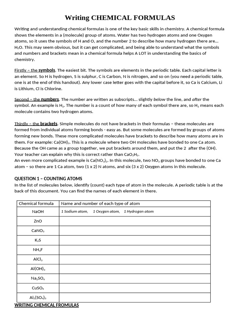 Understanding Chemical Formulas | PDF | Molecules | Chemistry
