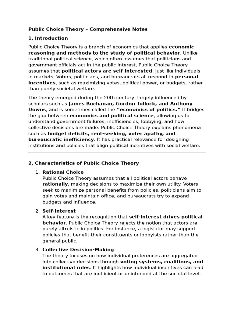 Public Choice Theory Explained | PDF | Public Choice | Political Science