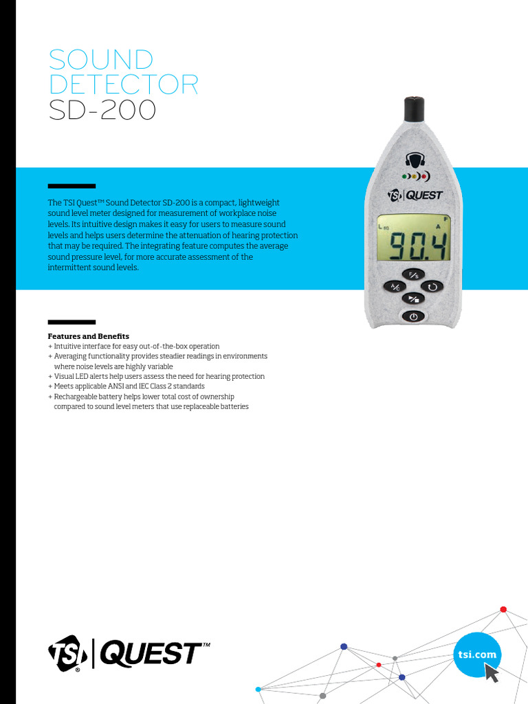 TSI Quest SD-200 Sound Level Meter | PDF | Decibel | Microphone