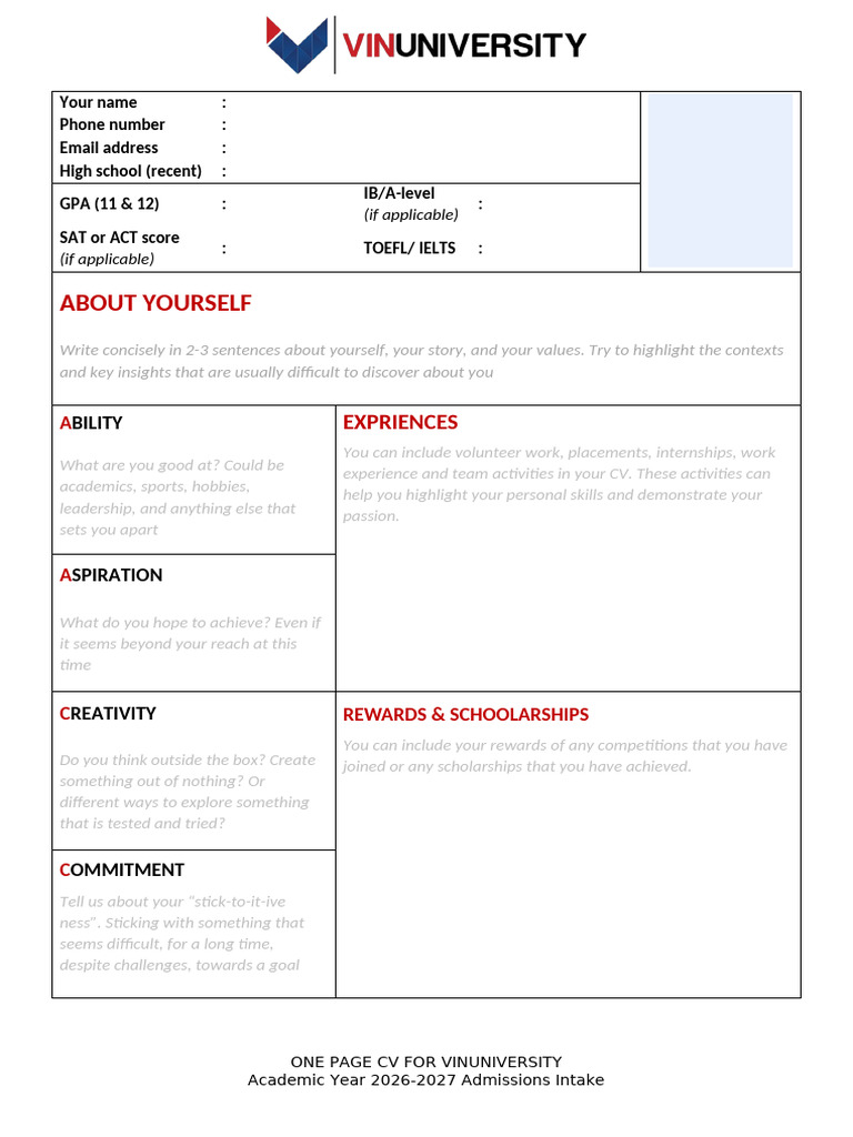 One Page CV | PDF