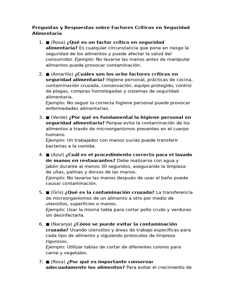 Preguntas de FC Con Ejemplos | PDF | Seguridad alimenticia | Alimentos