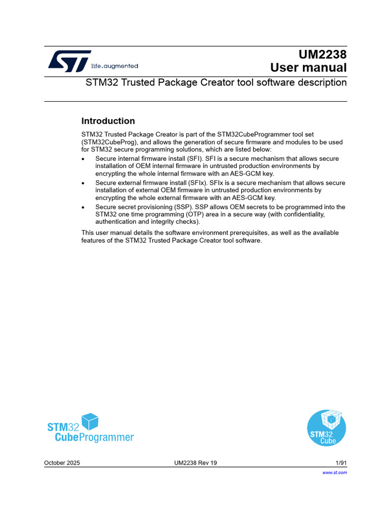 STM32 Trusted Package Creator Tool Software Description - User Manual ...