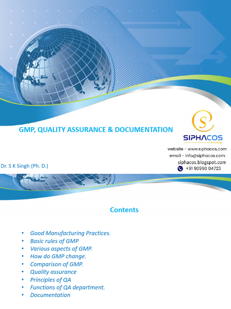GMP and Quality Assurance Overview | PDF | Verification And Validation ...