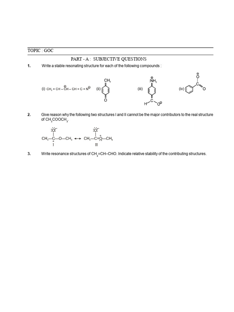 Resonance Structures and Stability Analysis | PDF | Chemistry ...