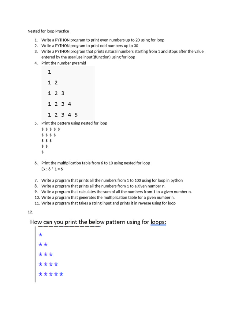Nested for Loop Practice_1 | PDF