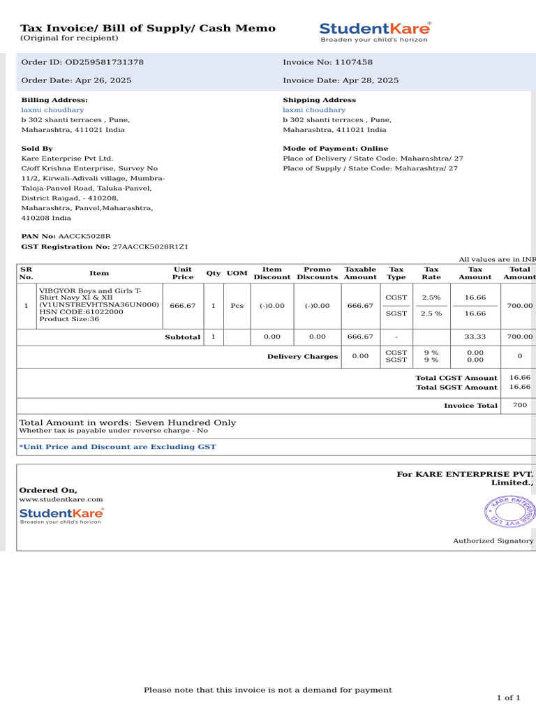 Bill of Uniform | PDF | Invoice | Trade