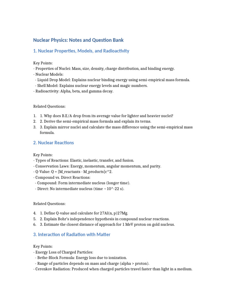 Nuclear Physics Study Guide & Questions | PDF | Atomic Nucleus ...