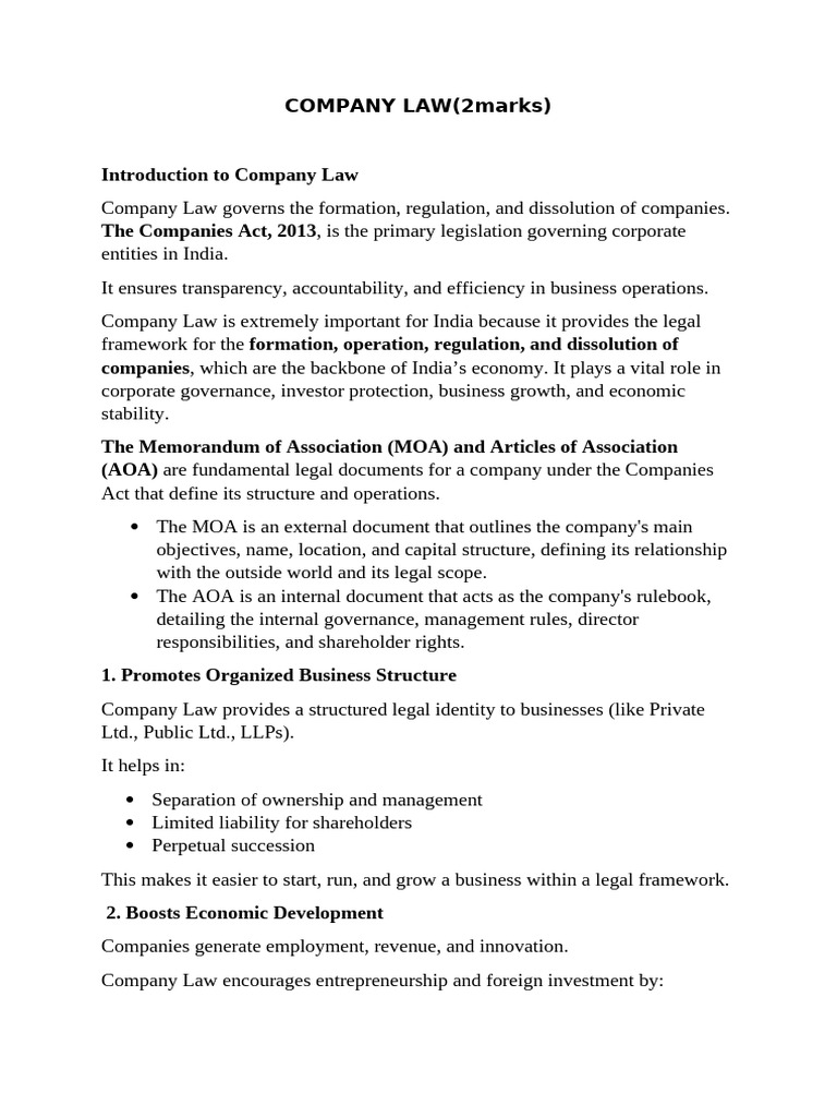 Company Law(Aibe) | PDF | Corporate Law | Companies