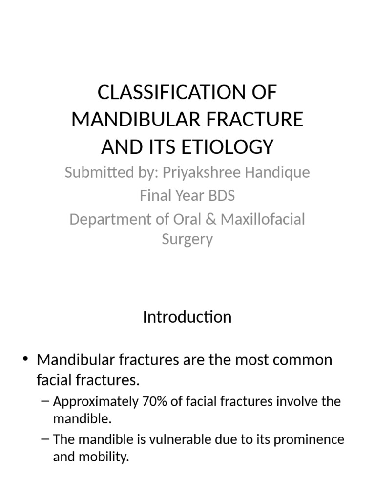 Classification of Mandibular Fracture Full Content(1) | PDF | Dentistry ...