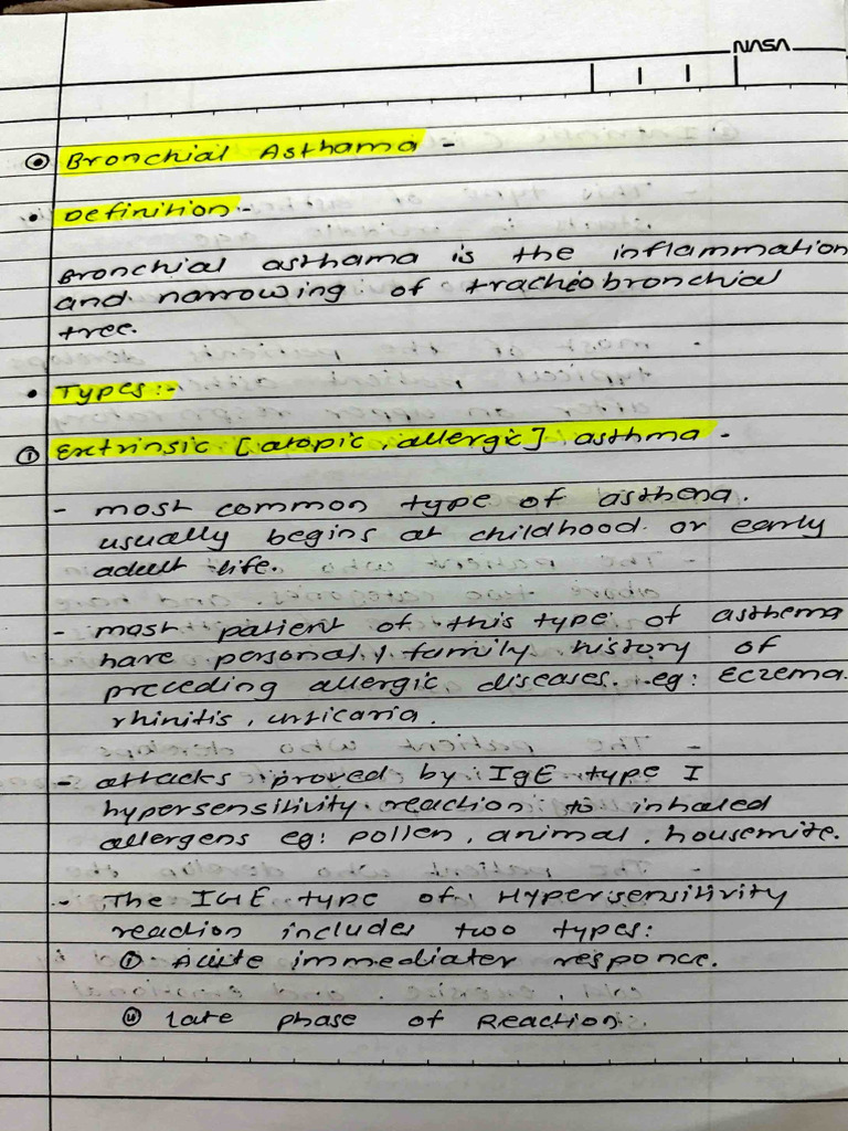 Bronchial Asthma SAQ 5 Marks | PDF