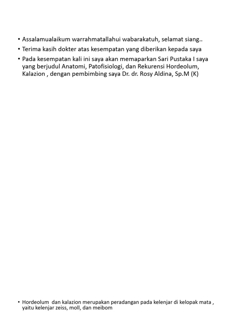 Patofisiologi Hordeolum dan Kalazion | PDF