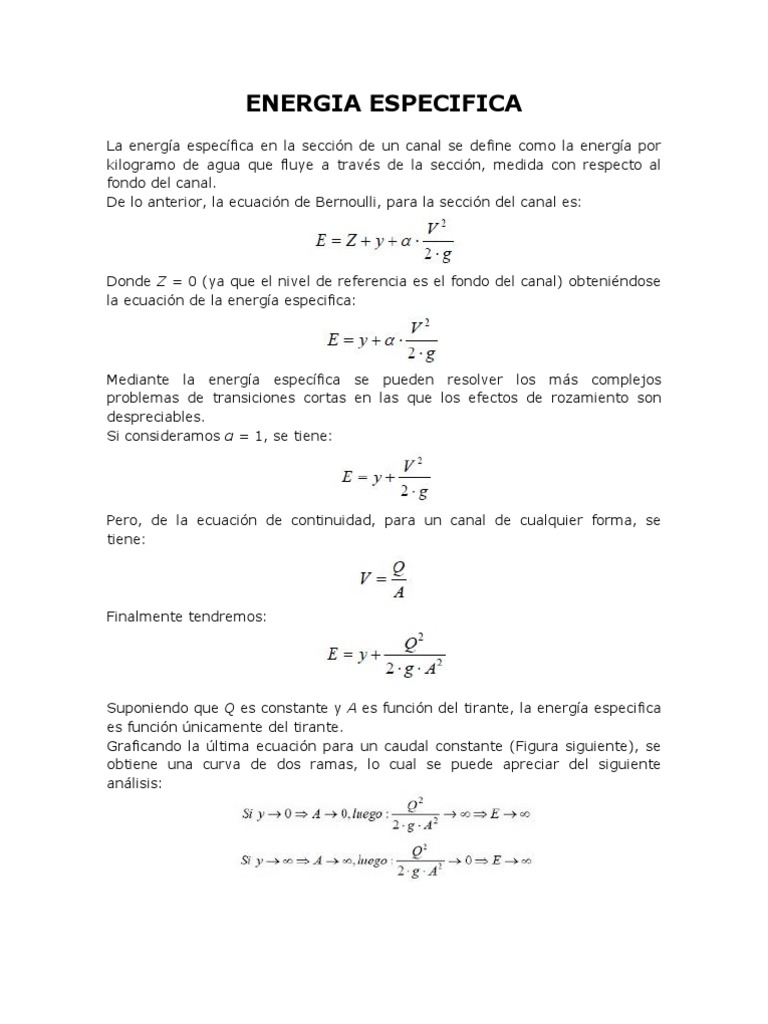 Energía Específica en Canales Trapezoidales | PDF | Descarga ...