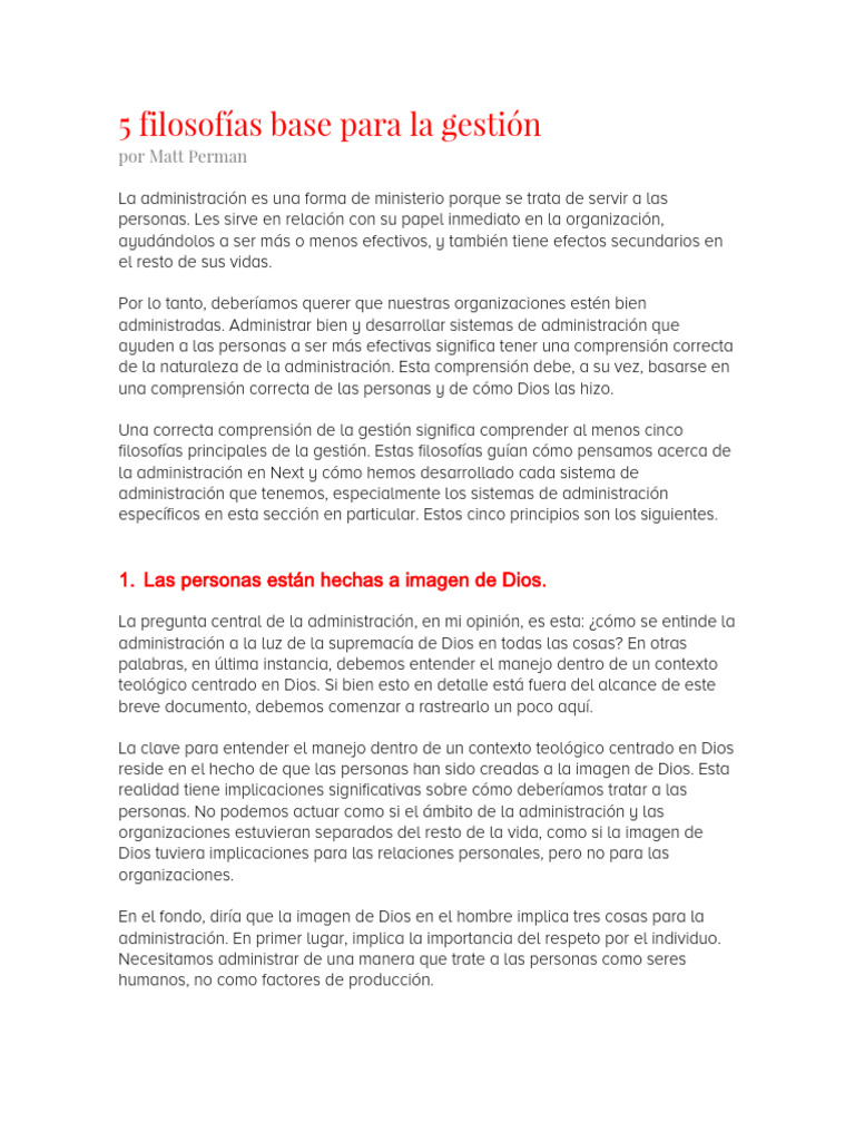 5 Filosofías Base para La Gestión | PDF | Comprensión | Dios