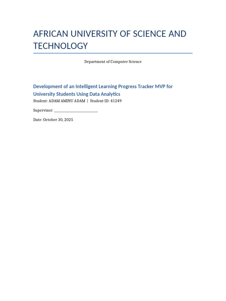 Development of An Intelligent Learning Progress Tracker MVP For ...