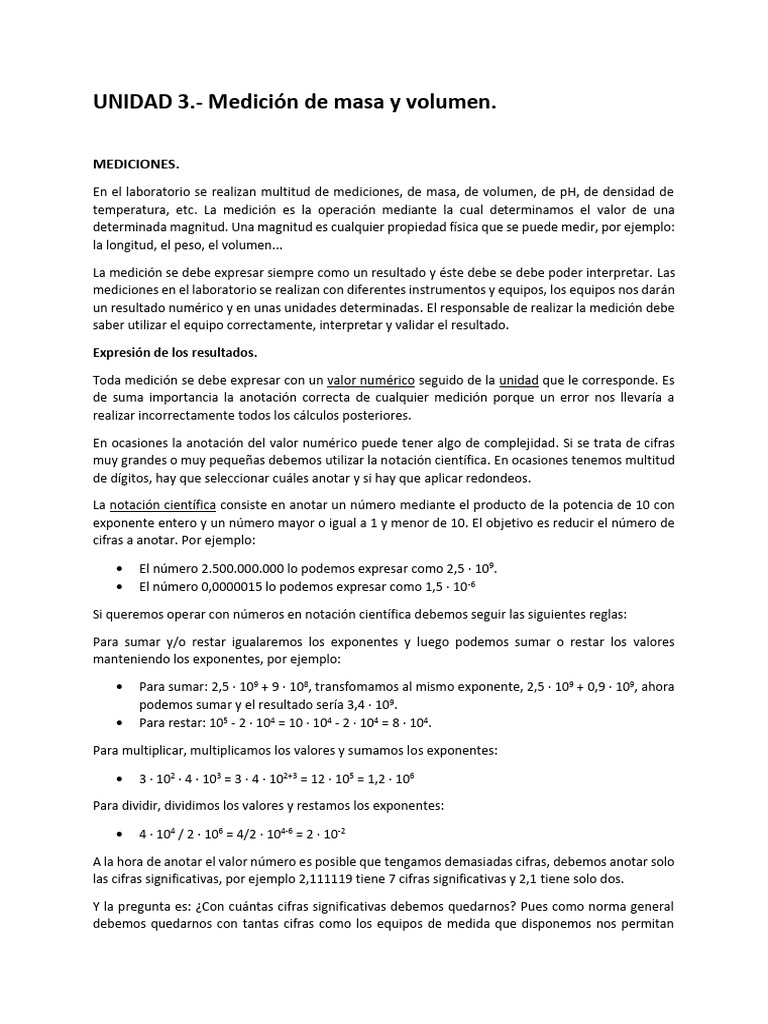 Medición de Masa y Volumen en Laboratorio | PDF | Medición | Balanza