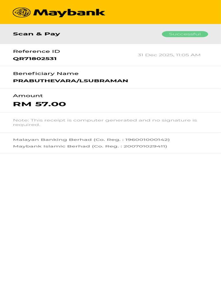 Scan & Pay Receipt - RM 57.00 | PDF