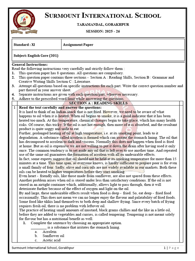 Assignment Paper XIS1 S2 | PDF | Glycolysis | Cellular Respiration