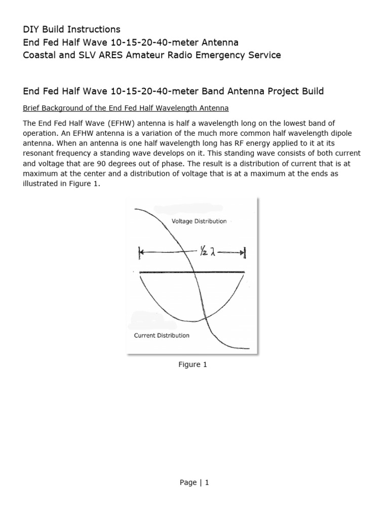 End Fed Half Wave EFHW 10-15-20 40 Meter Antenna ARES | PDF | Antenna ...