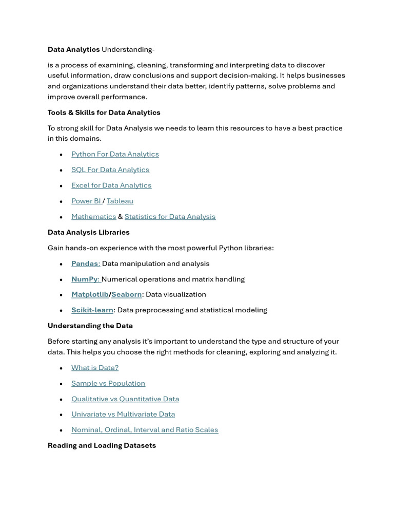 Data Analytics Understanding | PDF | Data Analysis | Statistics