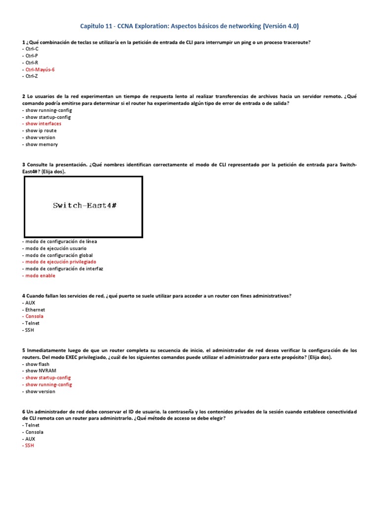 Ccna 1 Capitulo 11 Examen Pdf Enrutador Computación Dirección Ip