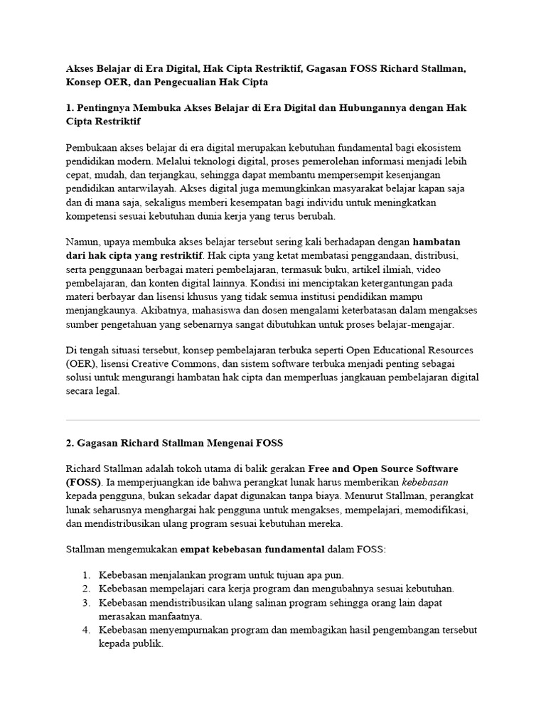 Akses Belajar Digital dan Hak Cipta | PDF