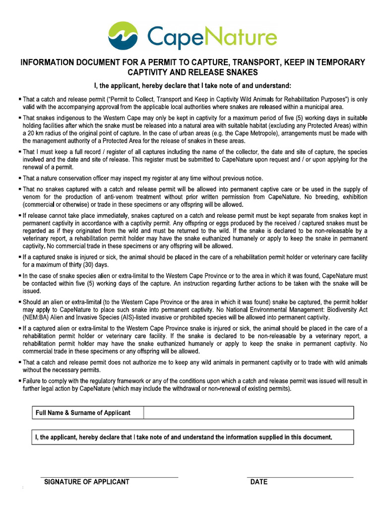 Catch and Release Information Document | PDF