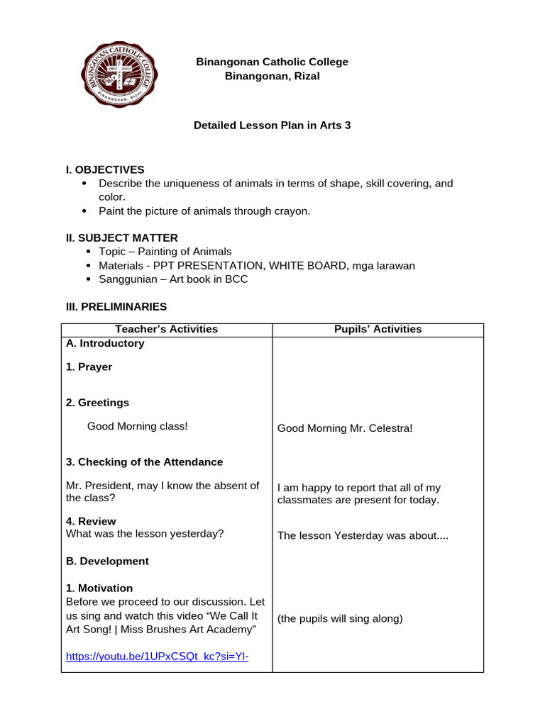 Cha Cha Detailed Lesson Plan in Art | PDF