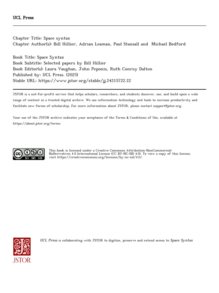 Hillier Spacesyntax 2025 | PDF | Theory | Syntax