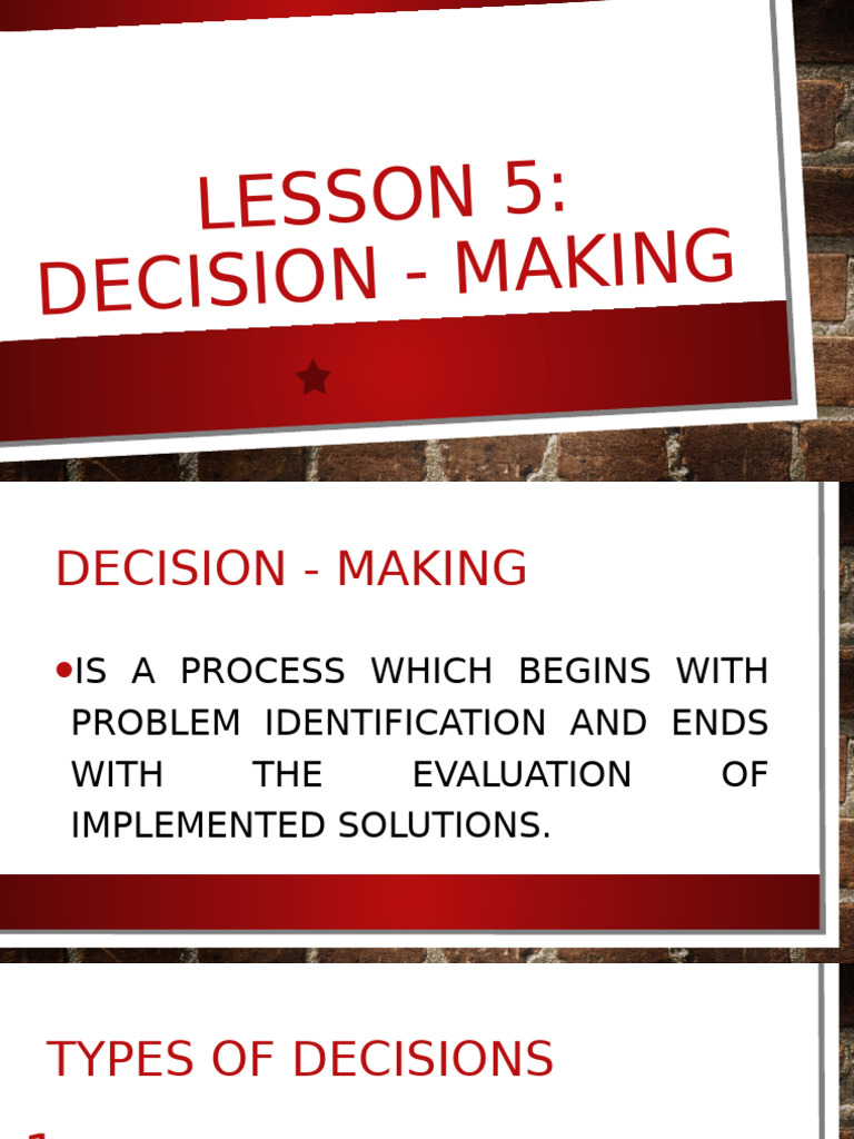 CHAPTER 3 LESSON 5 DECISION MAKING | PDF