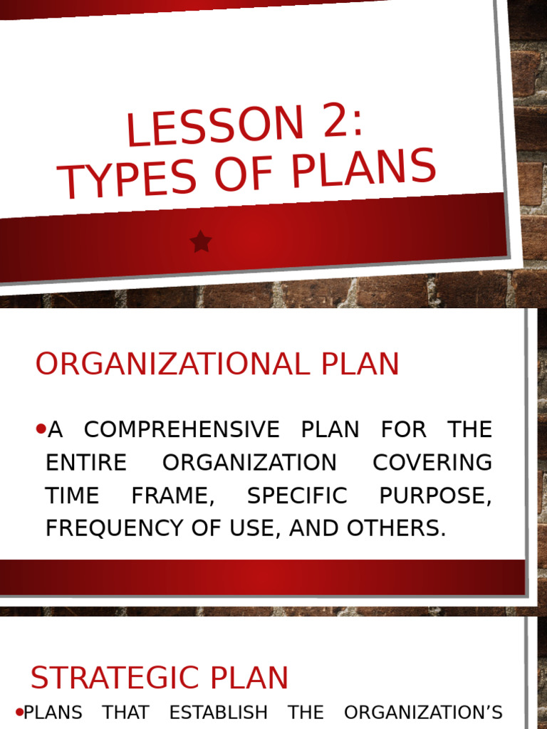 CHAPTER 3 LESSON 2 TYPES OF PLAN | PDF