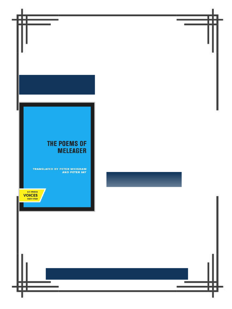 The Poems of Meleager Peter Jay (Editor) ebook uploaded pdf version ...