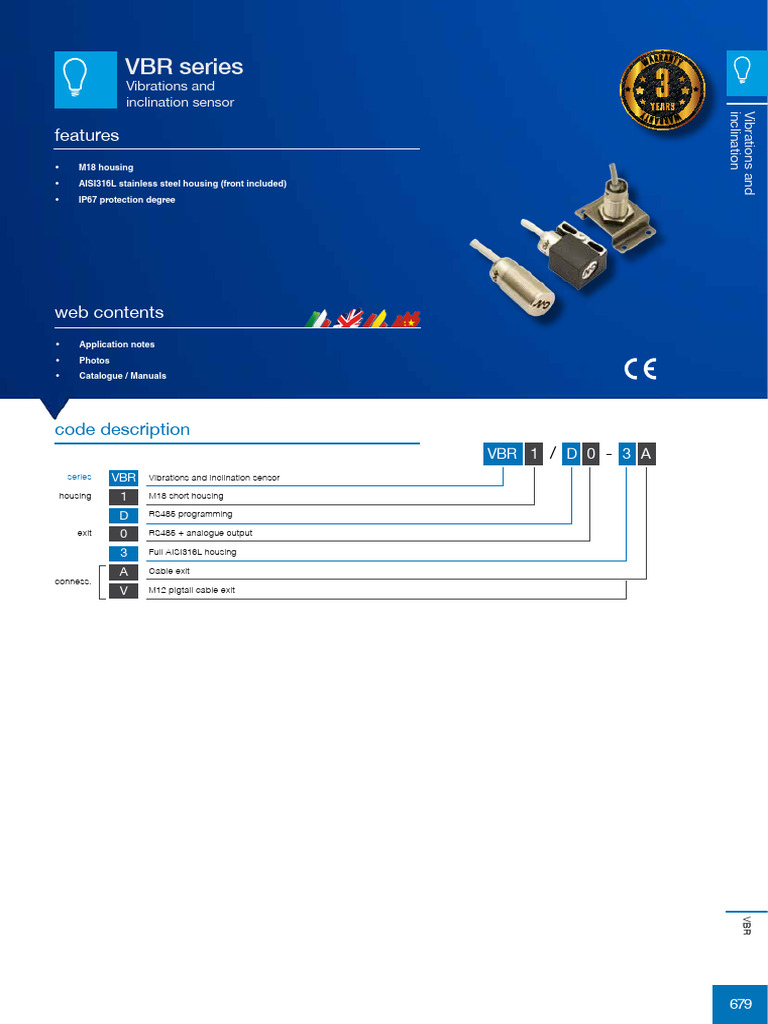 VBR Series Vibration & Inclination Sensor | PDF | Electrical ...