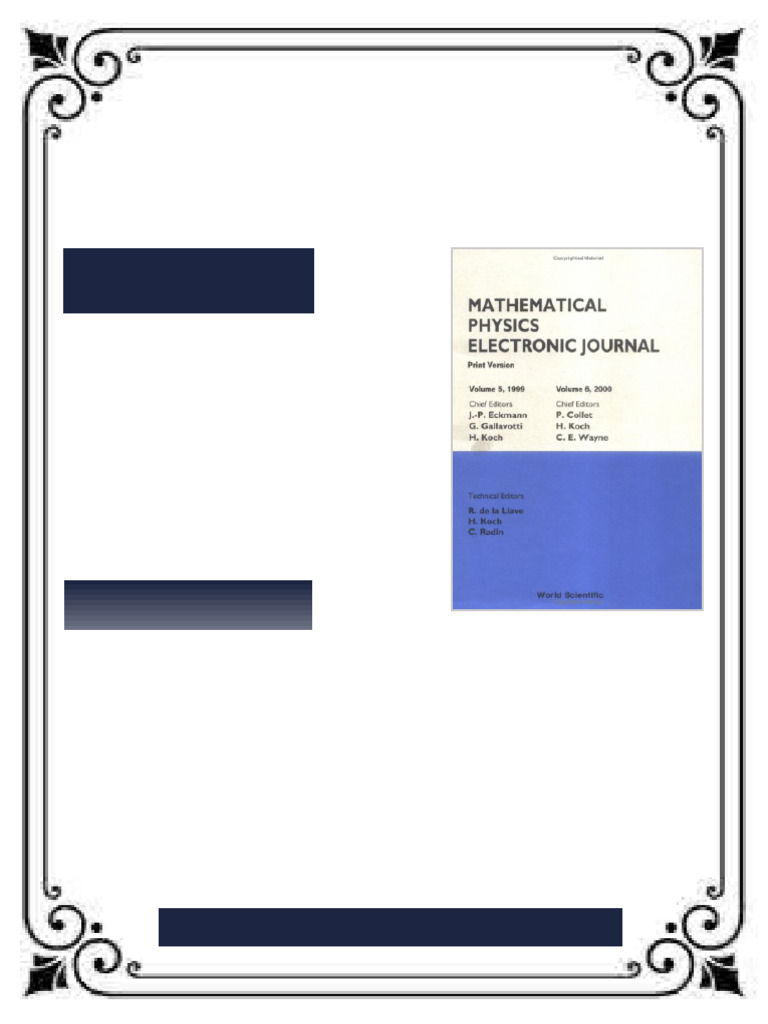 Mathematical Physics Electronic Journal 5 6 v 5 6 1st Edition R. De La ...