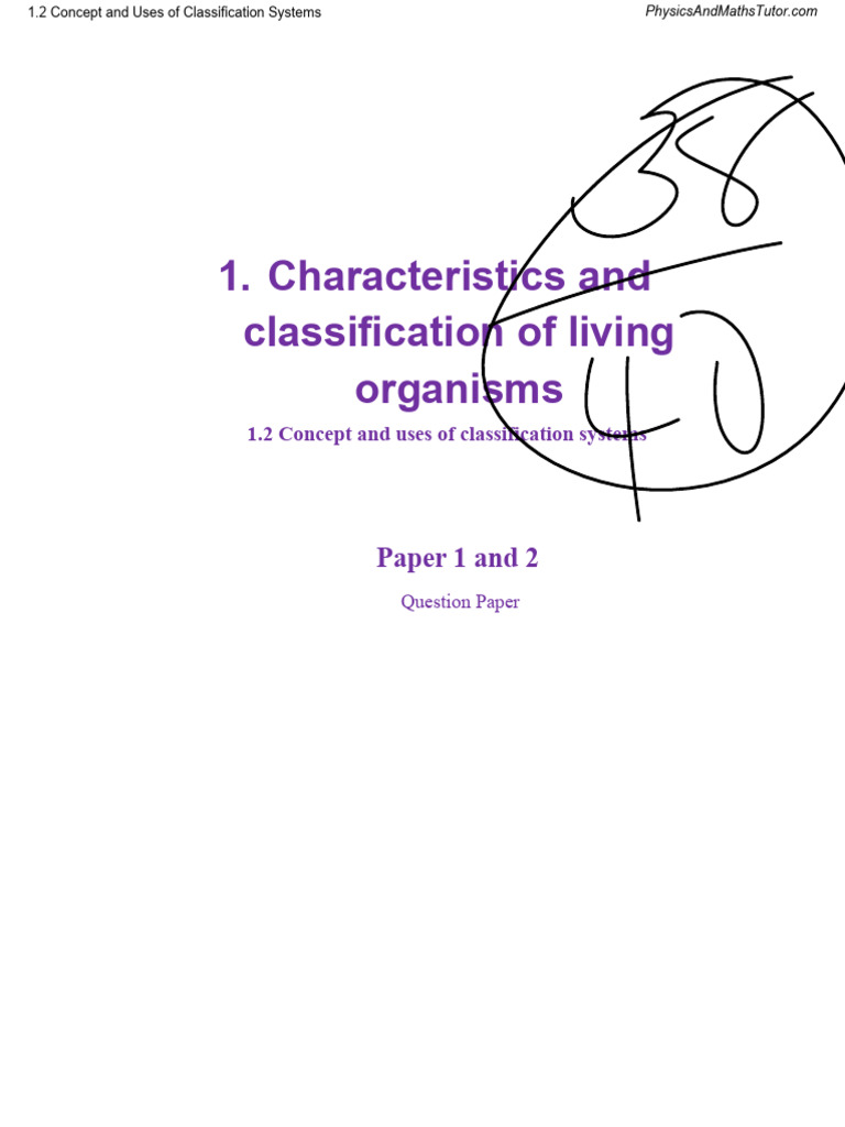 1.2 Concept and Uses of Classification Systems MCQ QP | PDF