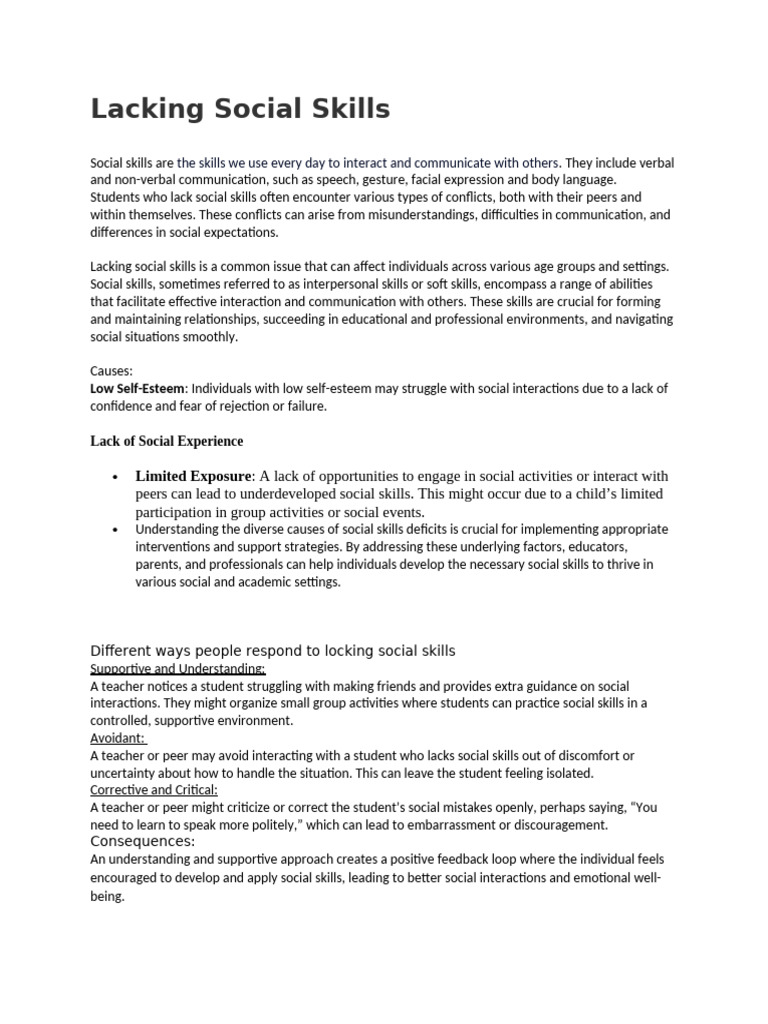 Lacking Social Skills Script | PDF | Social Skills | Communication