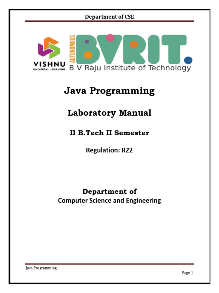 R22-Java Lab Manual | PDF | Method (Computer Programming) | Inheritance (Object Oriented ...