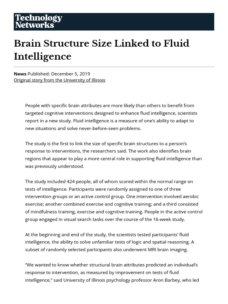 Brain Size and Fluid Intelligence Link | PDF | Intelligence | Cognition