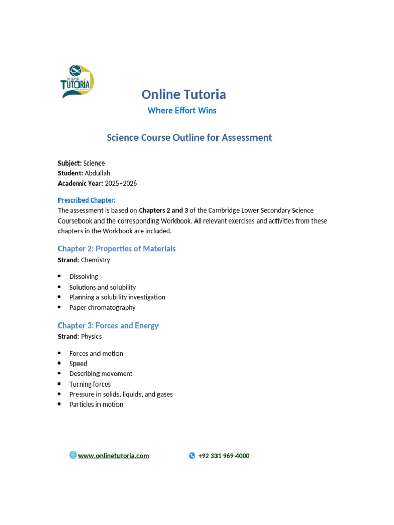 Science Course Assessment Outline | PDF