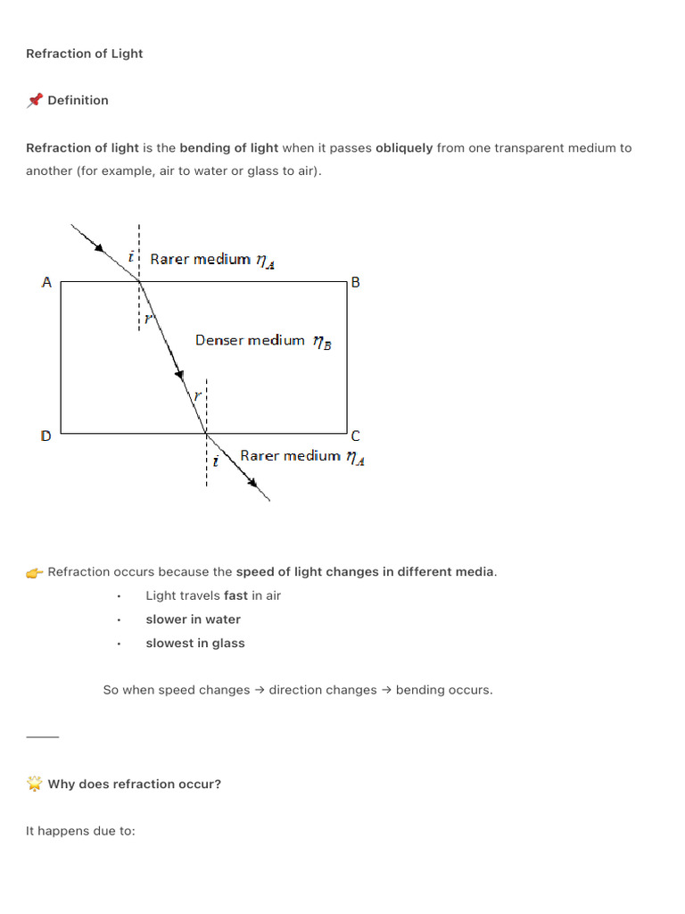 Refraction of Light | PDF | Refraction | Refractive Index