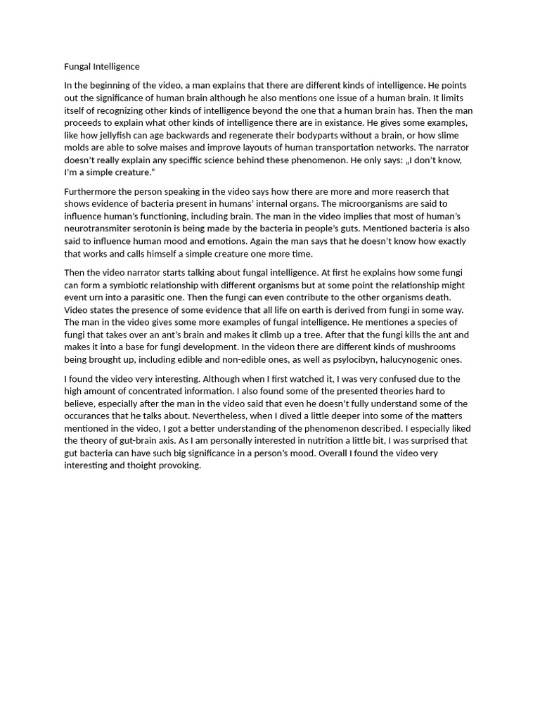 240130 Fungal Intelligence | PDF | Fungus | Biology